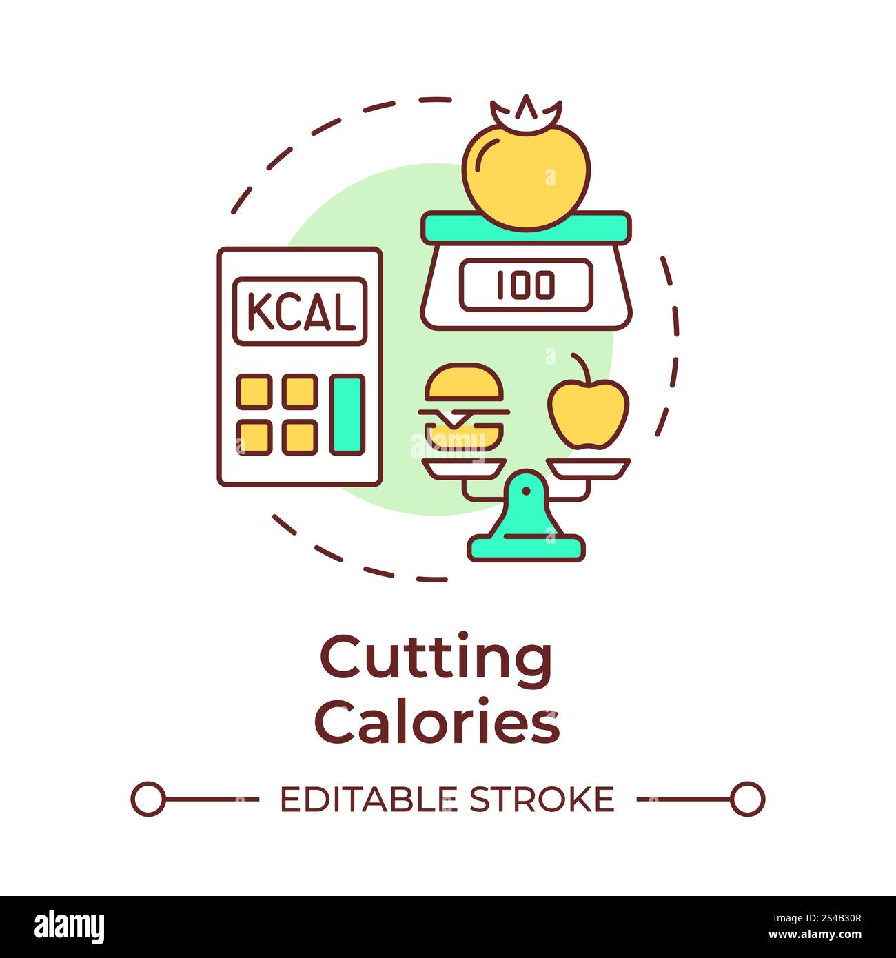 Cutting calories multi color concept icon Stock Vector Image & Art - Alamy
