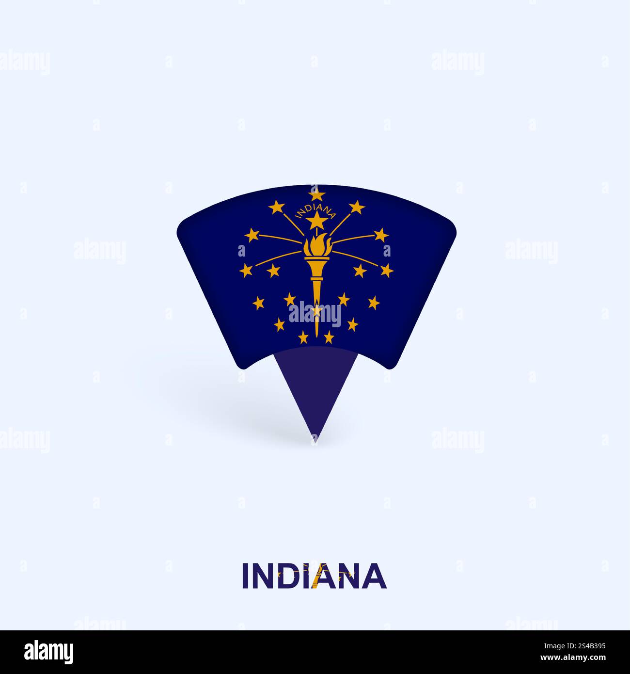Indiana Flag Map Pointer Design with Shadow. Vector illustrator Stock ...