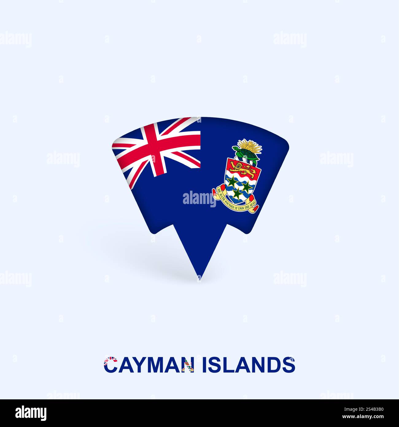 Cayman Islands Flag Map Pointer Design with Shadow. Vector illustrator ...