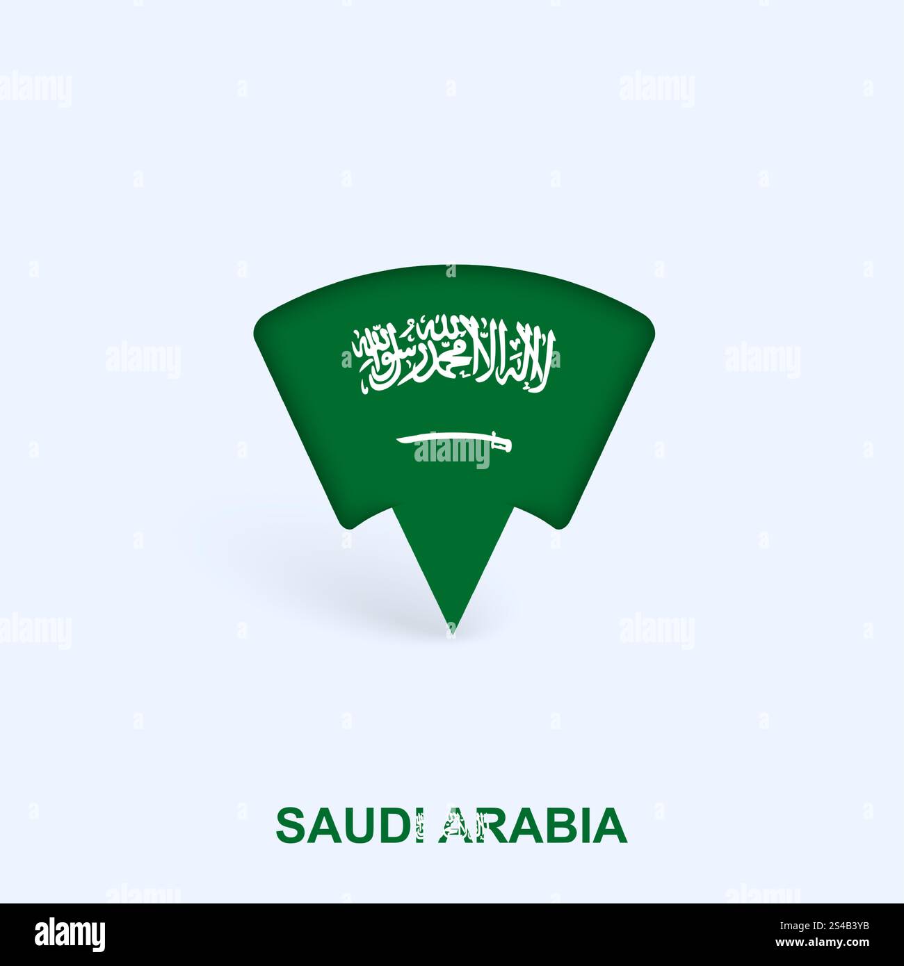 Saudi Arabia Flag Map Pointer Design with Shadow. Vector illustrator ...