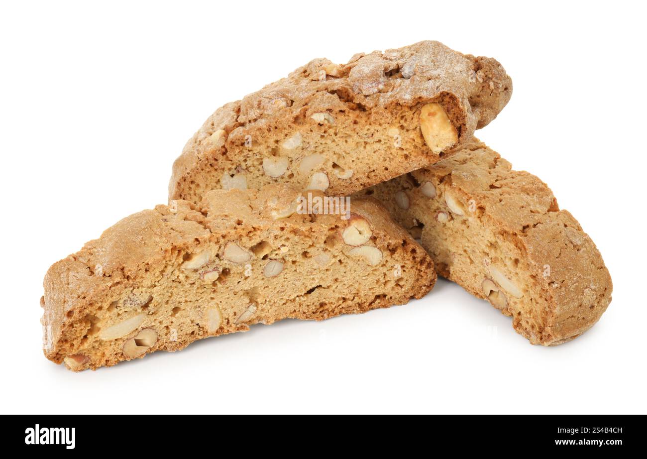 Traditional Italian almond biscuits (Cantucci) isolated on white Stock ...