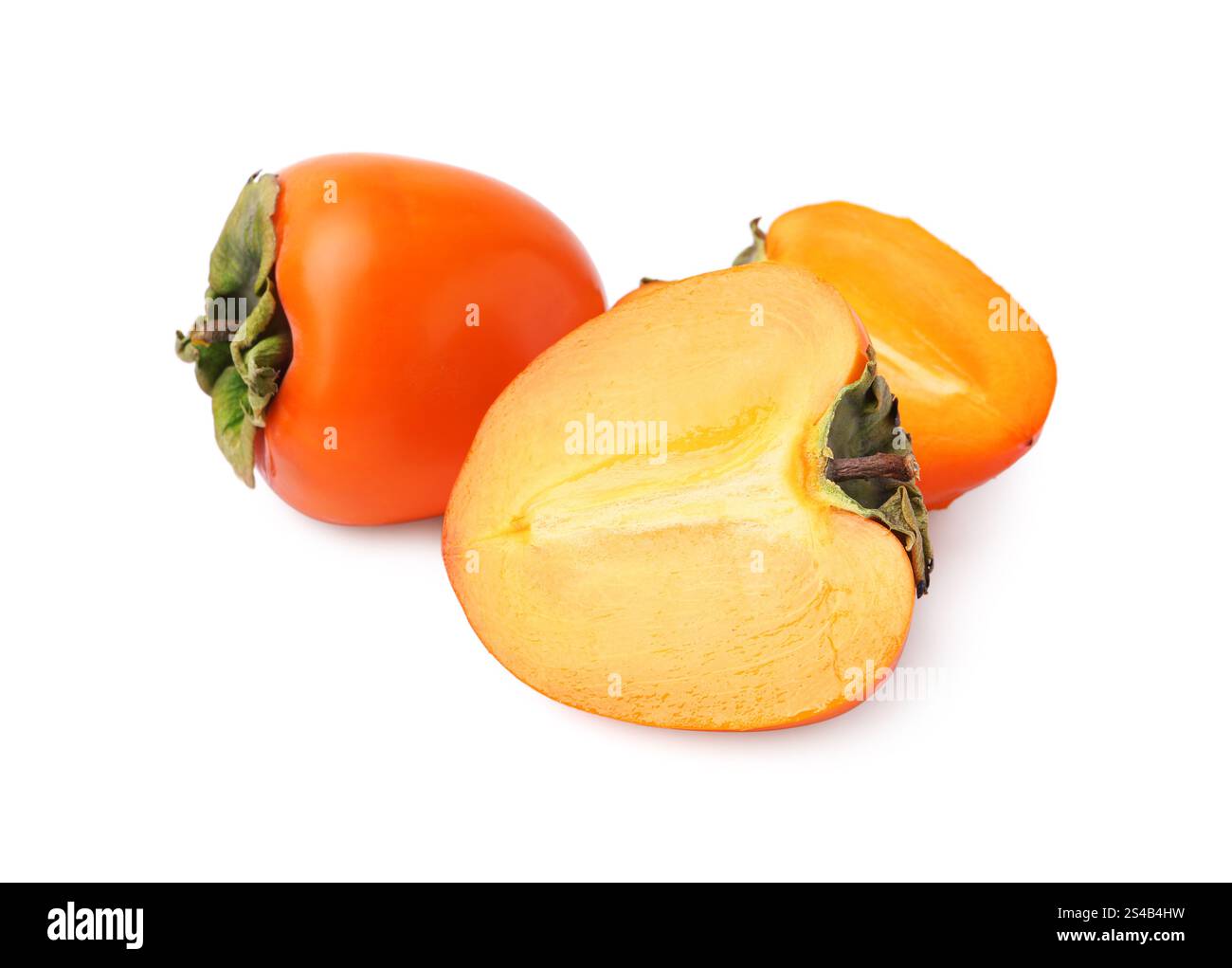 Whole and cut fresh persimmons isolated on white Stock Photo - Alamy