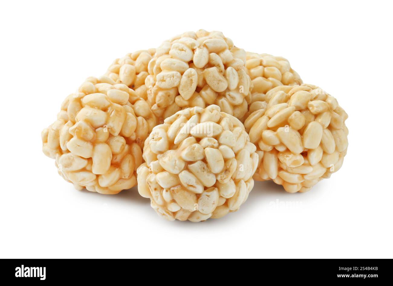 Delicious puffed rice balls isolated on white Stock Photo - Alamy