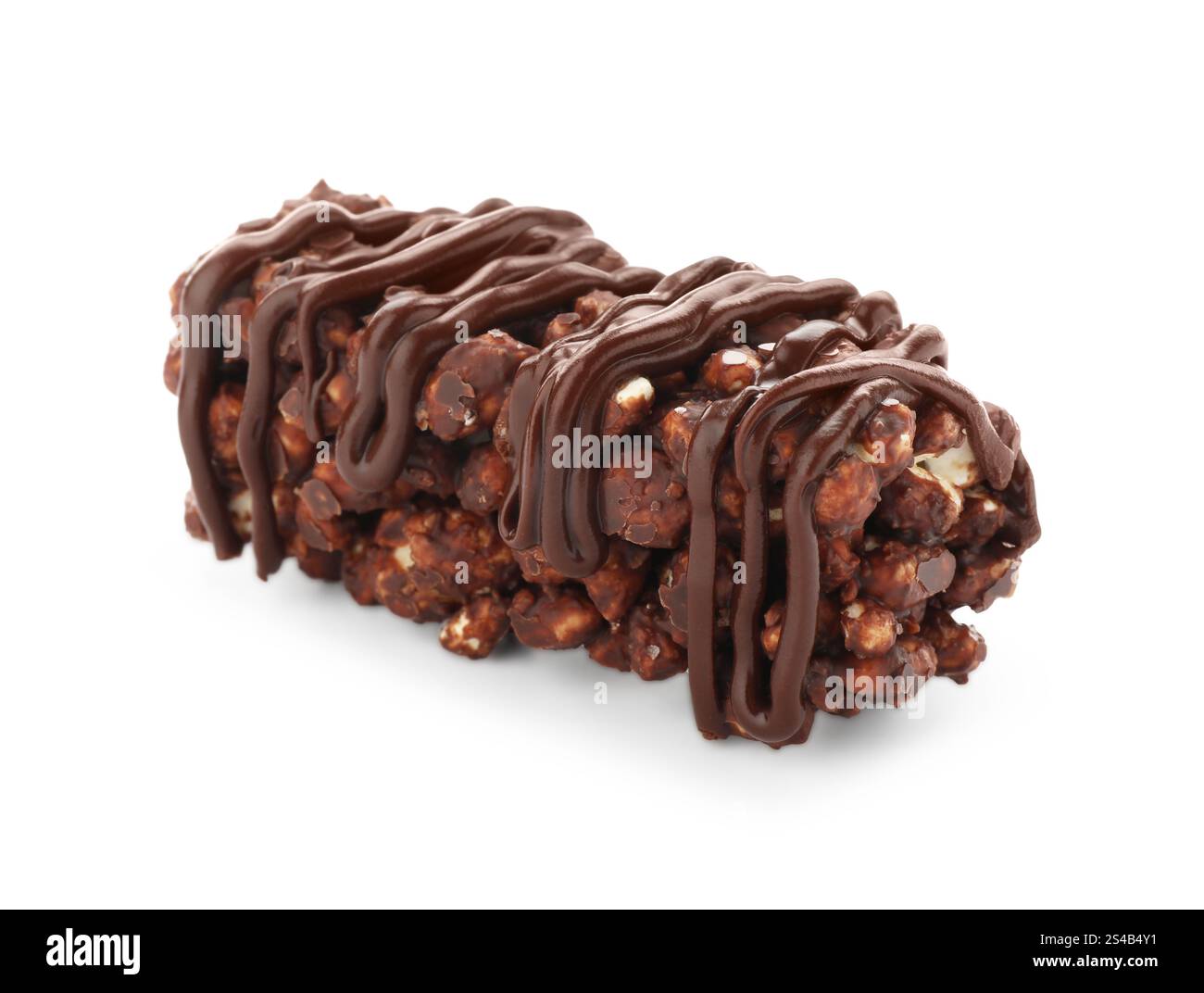 Delicious chocolate puffed rice bar isolated on white Stock Photo - Alamy