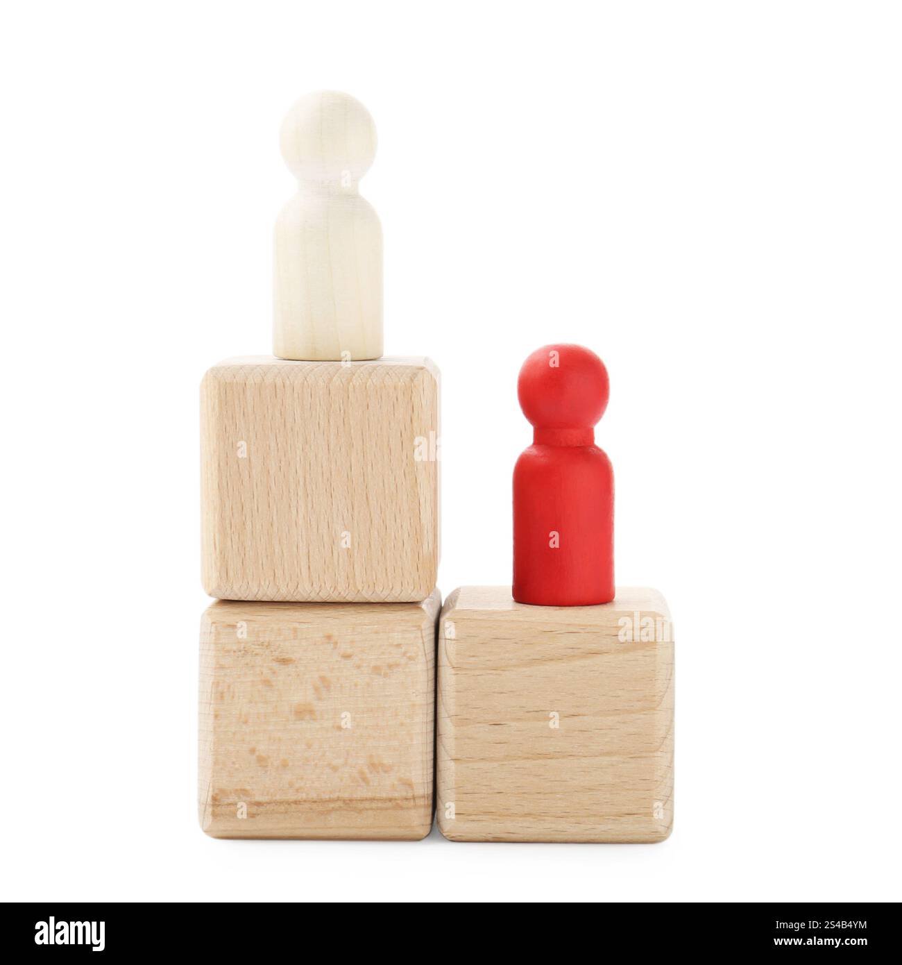 Human figures on wooden blocks against white background. Competition ...