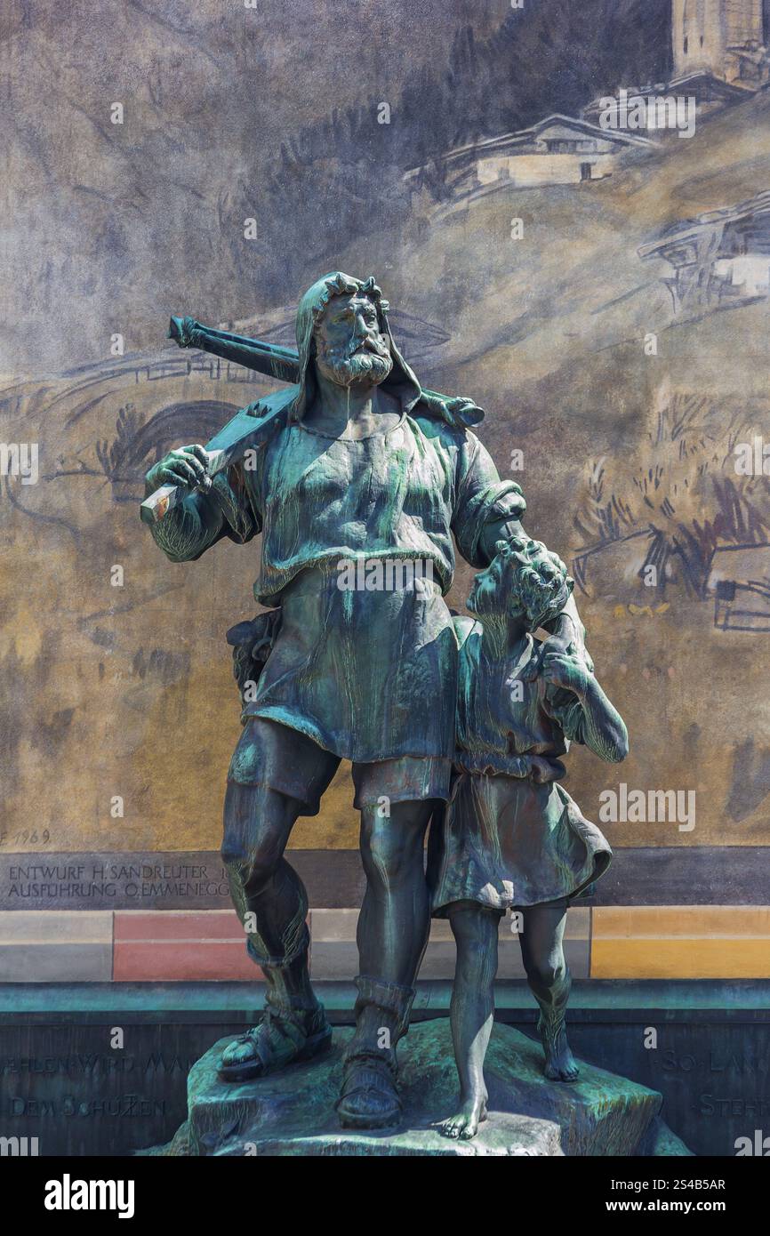 Altdorf, Switzerland - Aprill 20, 2021: Statue of William Tell and his ...