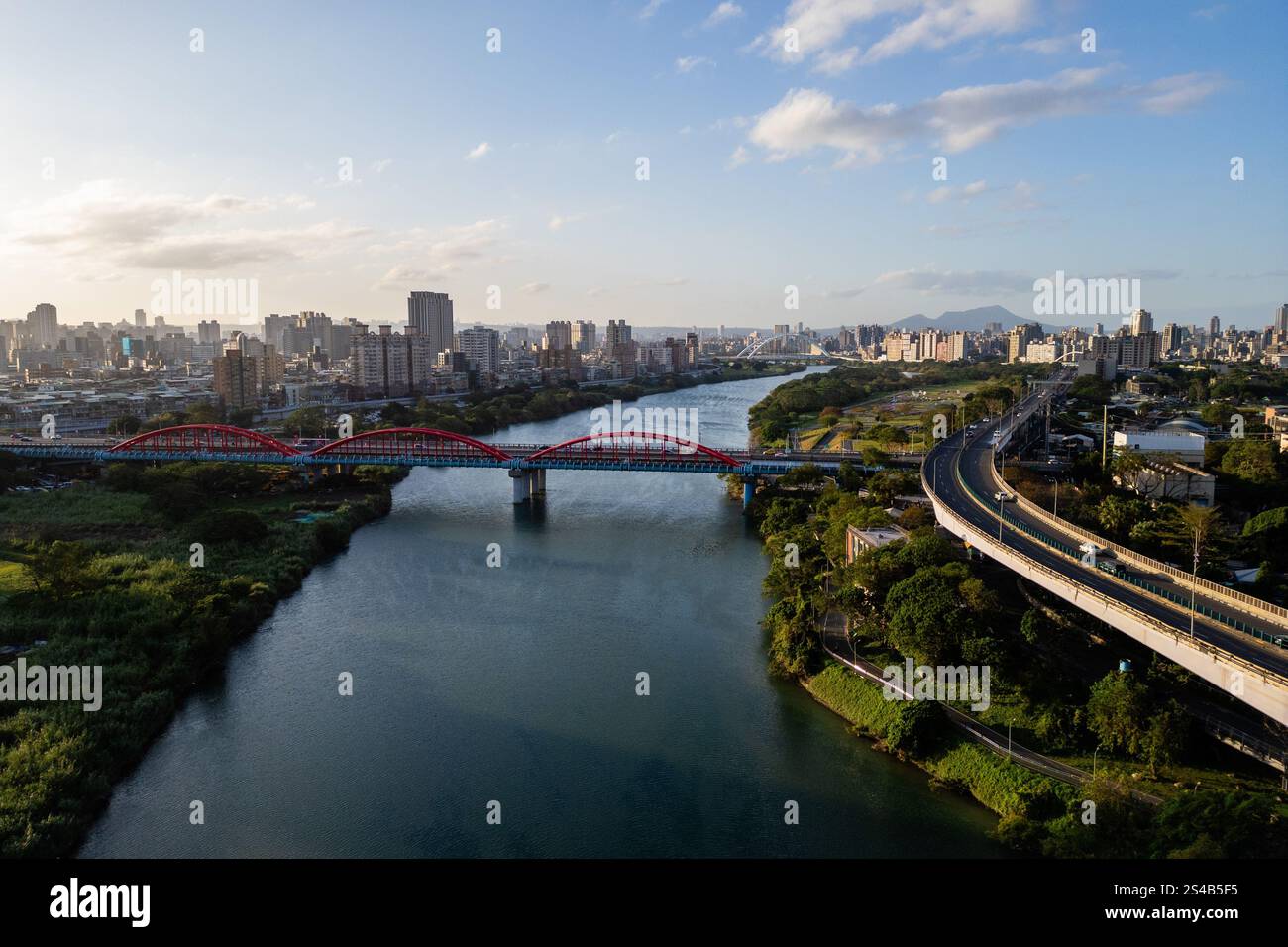pipe bridge over the Xindian river at Taipei, Taiwan Stock Photo - Alamy
