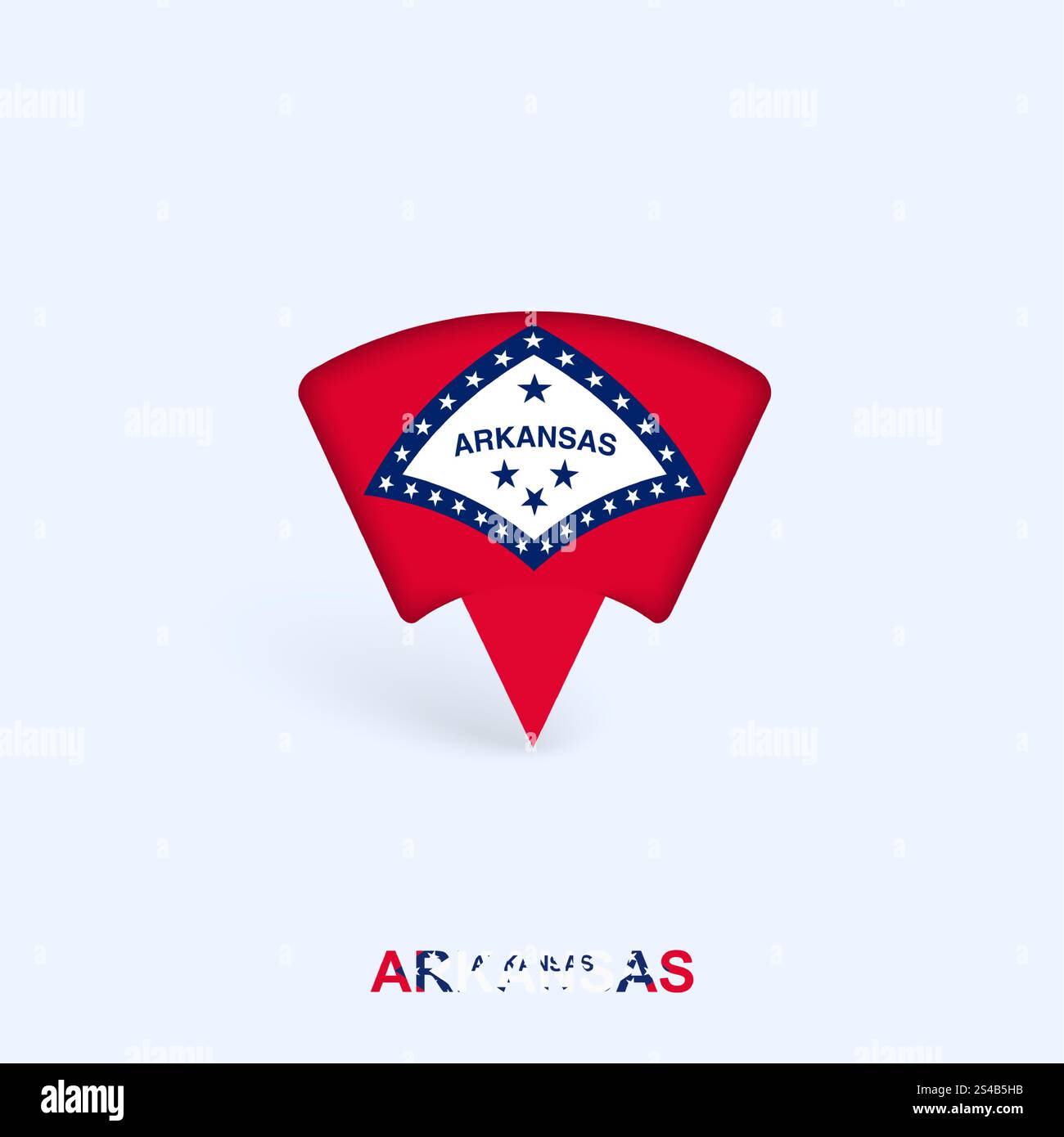 Arkansas Flag Map Pointer Design with Shadow. Vector illustrator Stock ...