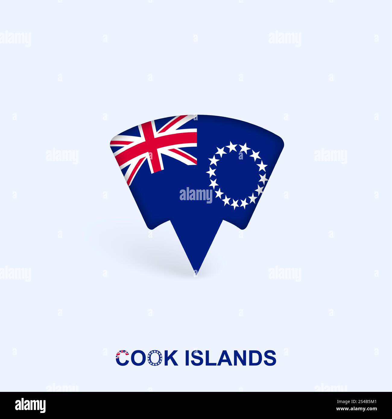 Cook Islands Flag Map Pointer Design with Shadow. Vector illustrator Stock Vector Image & Art ...