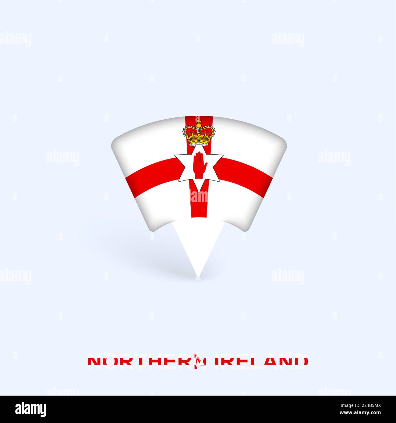 Northern Ireland Flag Map Pointer Design with Shadow. Vector ...