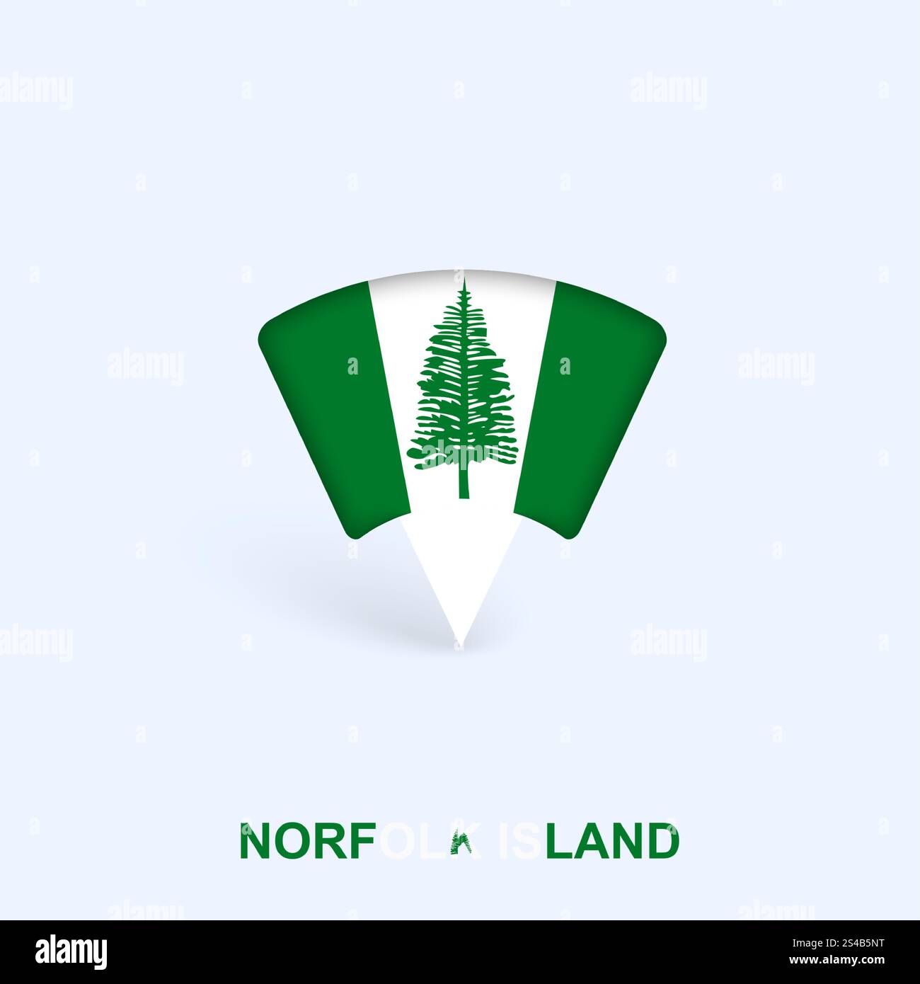 Norfolk Island Flag Map Pointer Design with Shadow. Vector illustrator ...