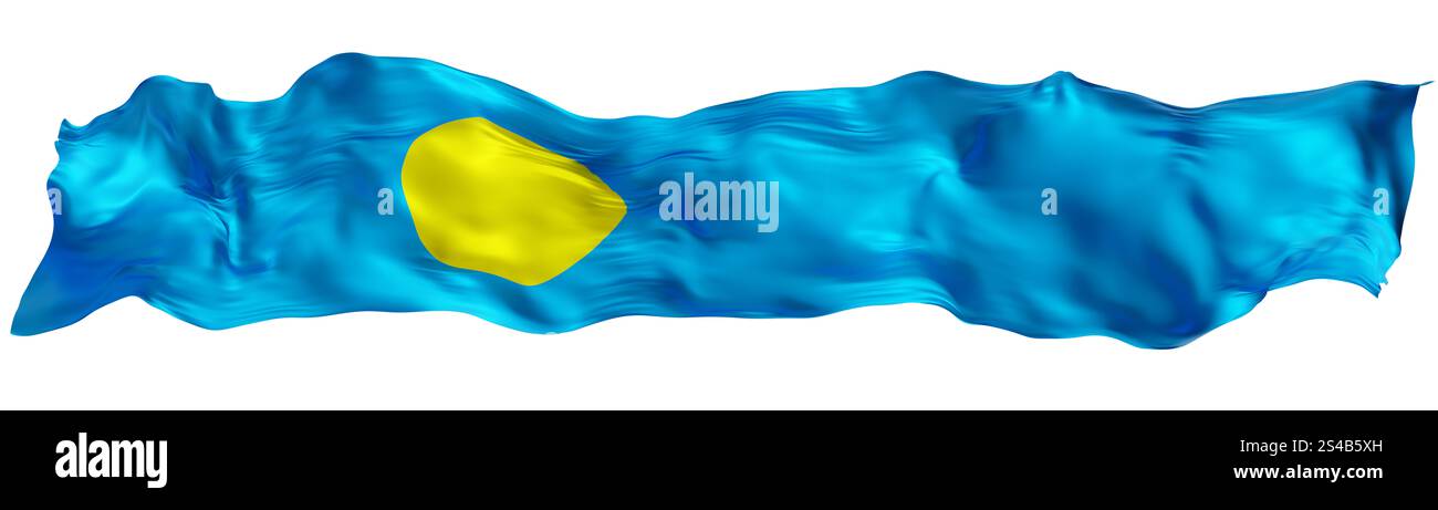 Stylized flag of Palau waving in the wind, isolated on white background ...