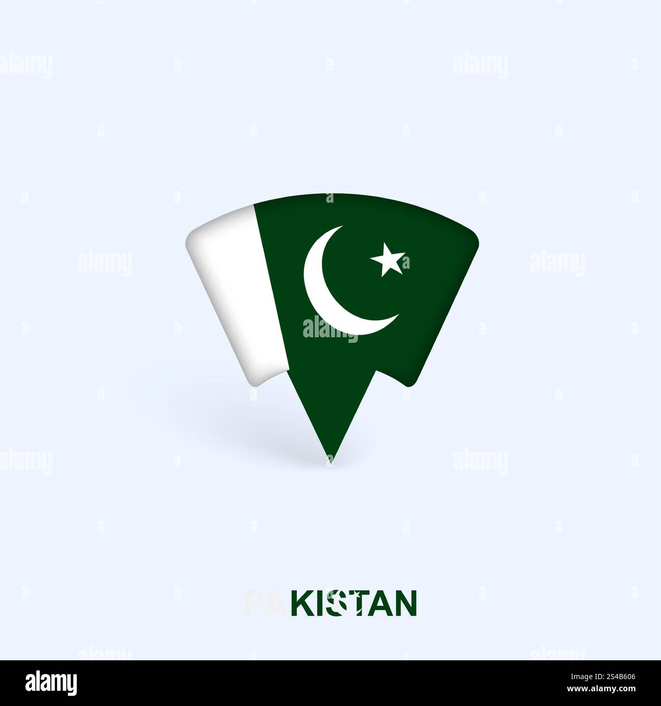 Pakistan Flag Map Pointer Design with Shadow. Vector illustrator Stock ...
