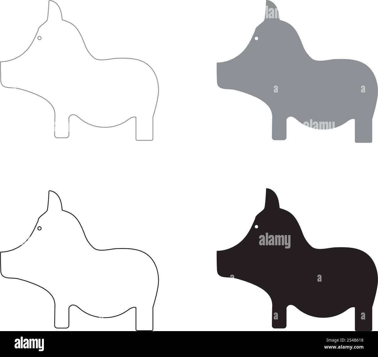 Pig the black and grey color set icon .. Pig it is the black and grey ...