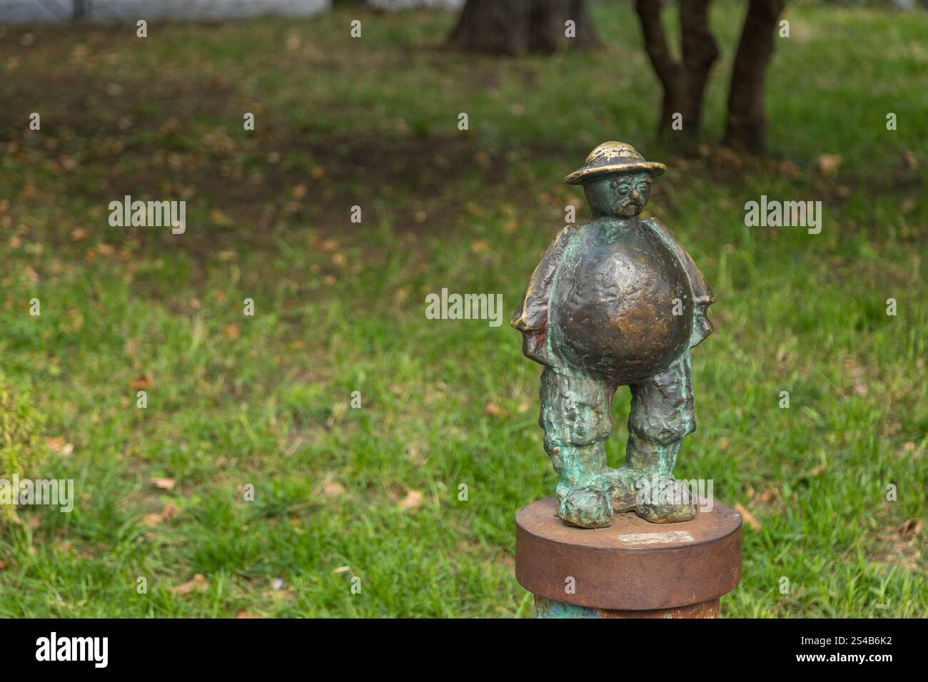 Sculpture of a gnome with a big belly in the center of Tbilisi. Capital ...