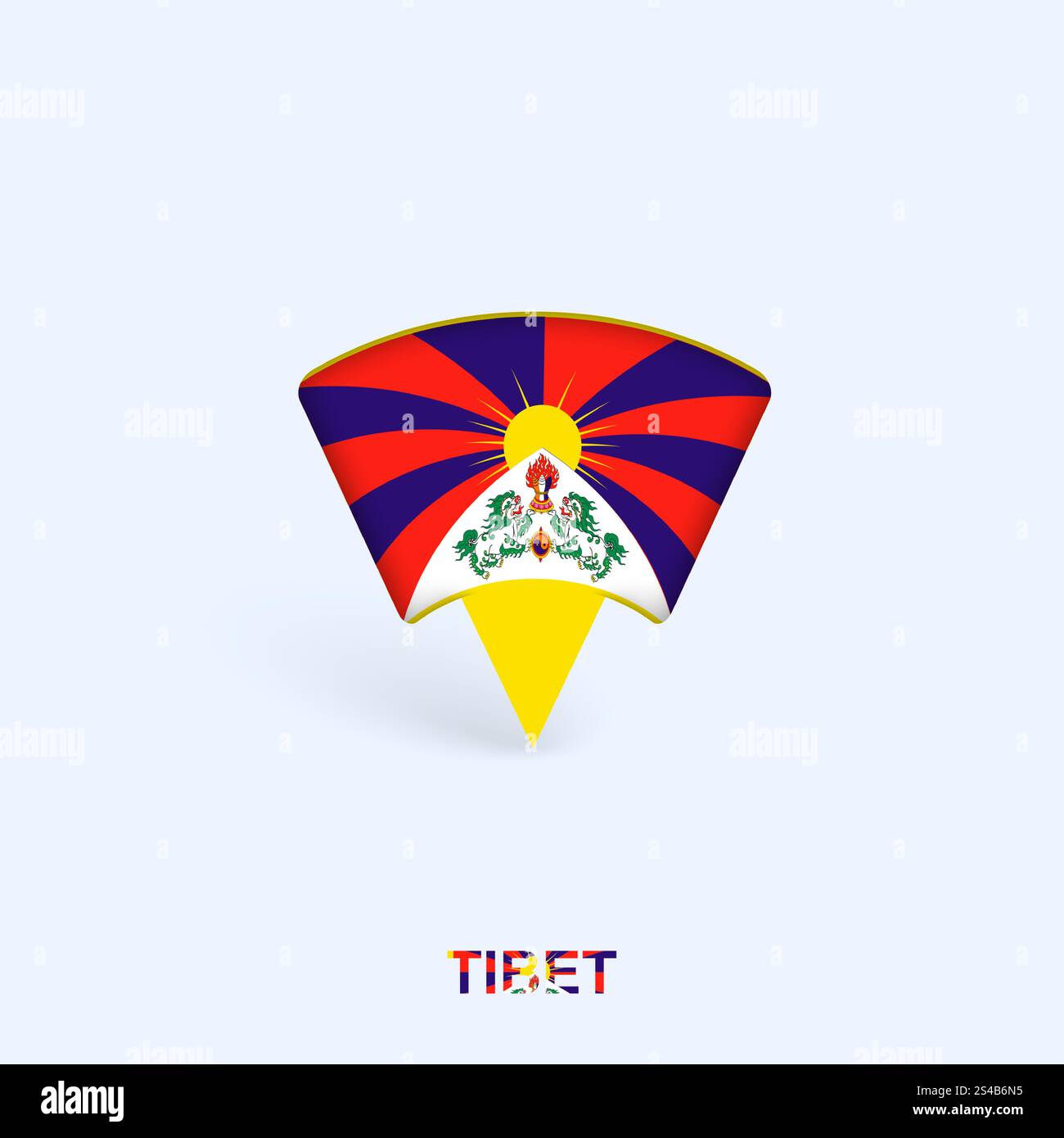 Tibet Flag Map Pointer Design with Shadow. Vector illustrator Stock ...
