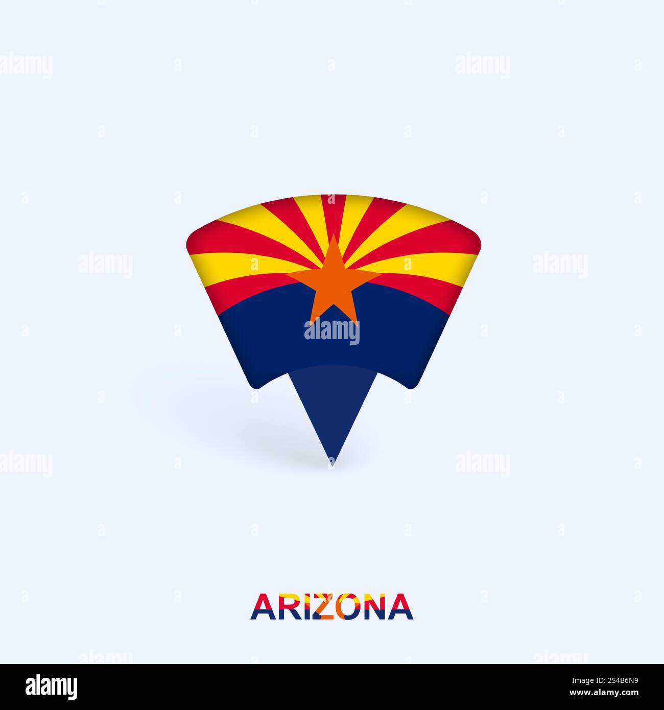 Arizona Flag Map Pointer Design with Shadow. Vector illustrator Stock ...