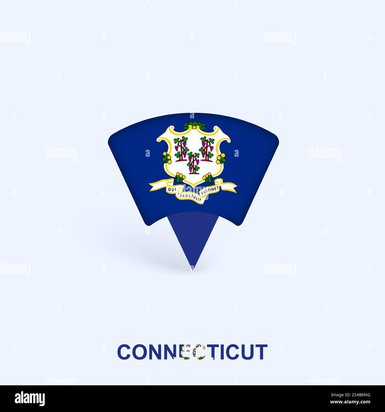 Connecticut Flag Map Pointer Design with Shadow. Vector illustrator Stock Vector Image & Art - Alamy