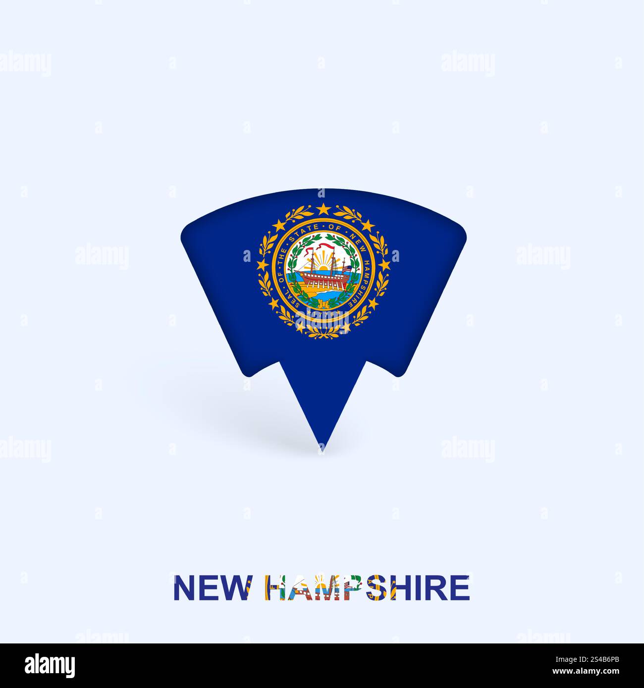 New Hampshire Flag Map Pointer Design with Shadow. Vector illustrator ...