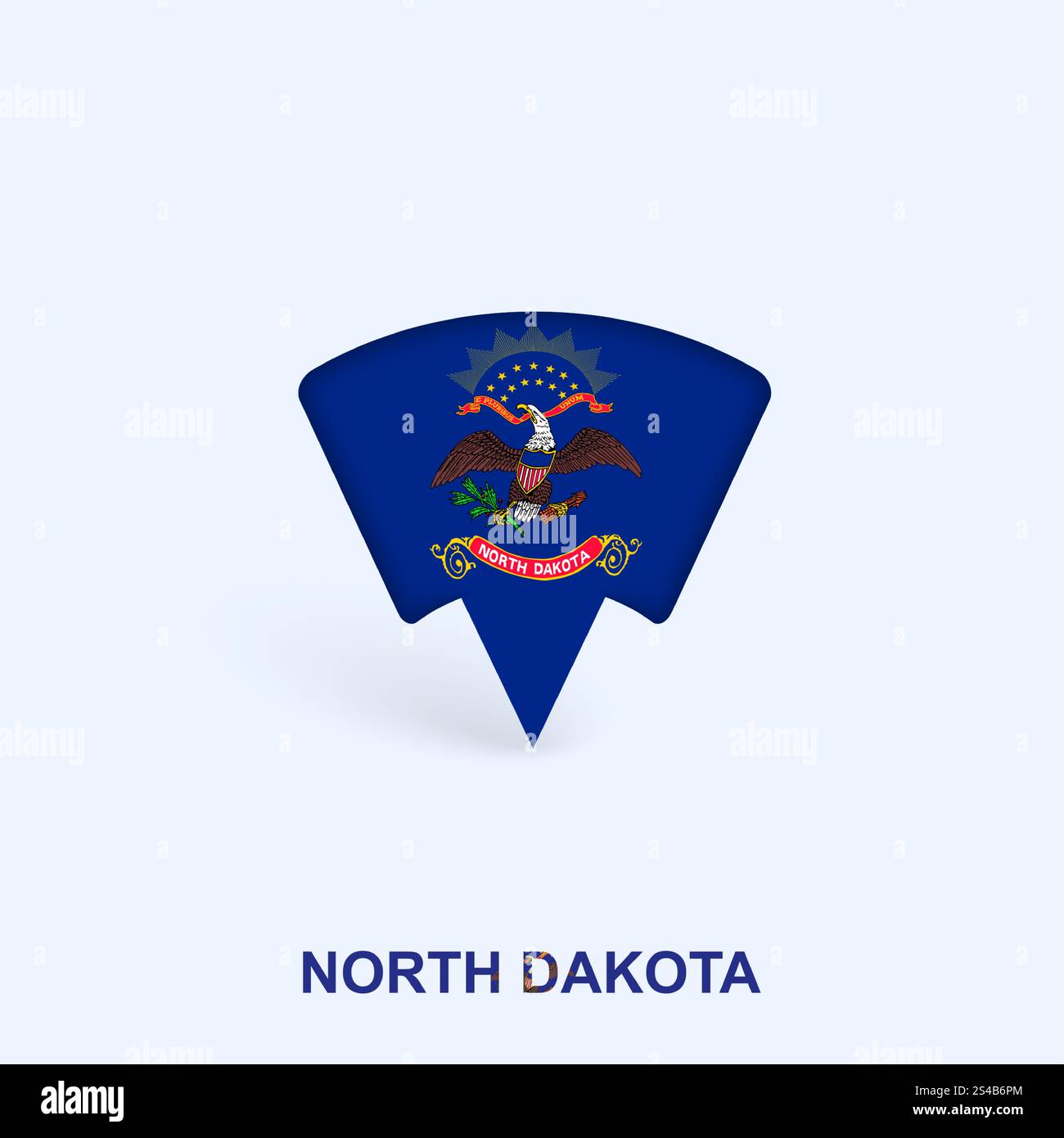 North Dakota Flag Map Pointer Design with Shadow. Vector illustrator Stock Vector Image & Art ...
