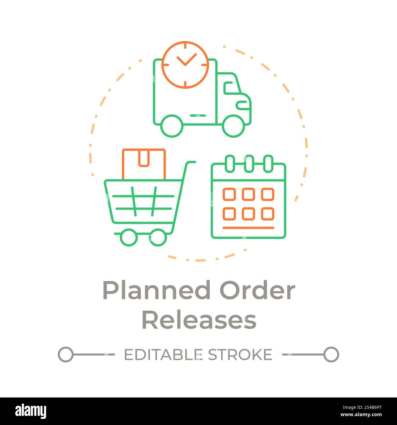 Planned order releases duo tone concept icon. Optimizing inventory ...