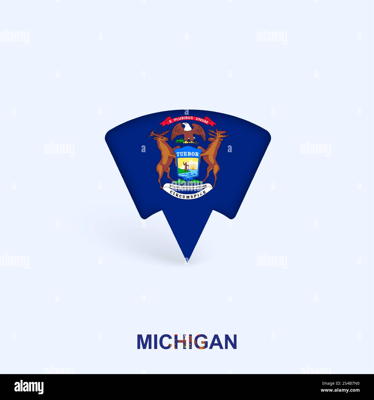 Michigan Flag Map Pointer Design with Shadow. Vector illustrator Stock ...