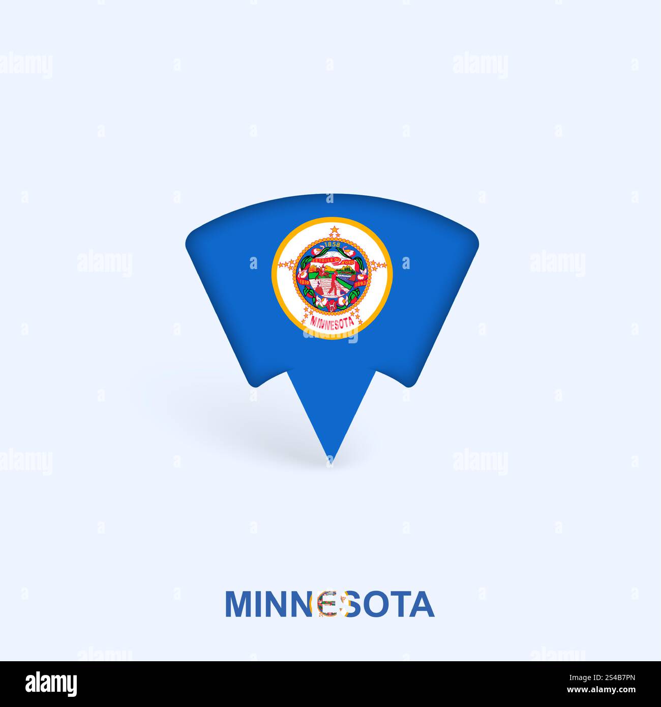 Minnesota Flag Map Pointer Design with Shadow. Vector illustrator Stock ...