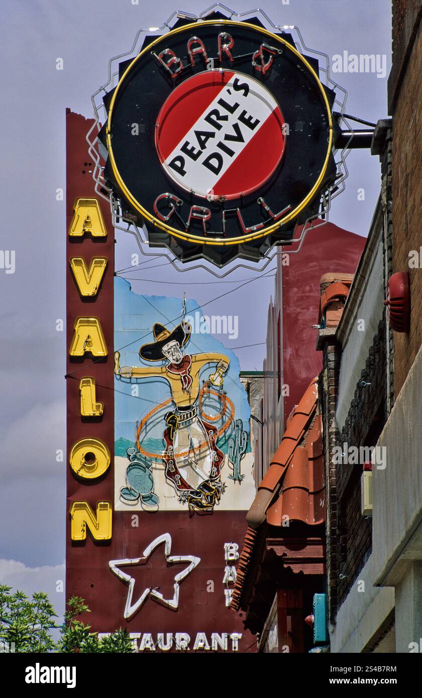 Neon signs at restaurant and bar, now closed, signs were removed as of ...