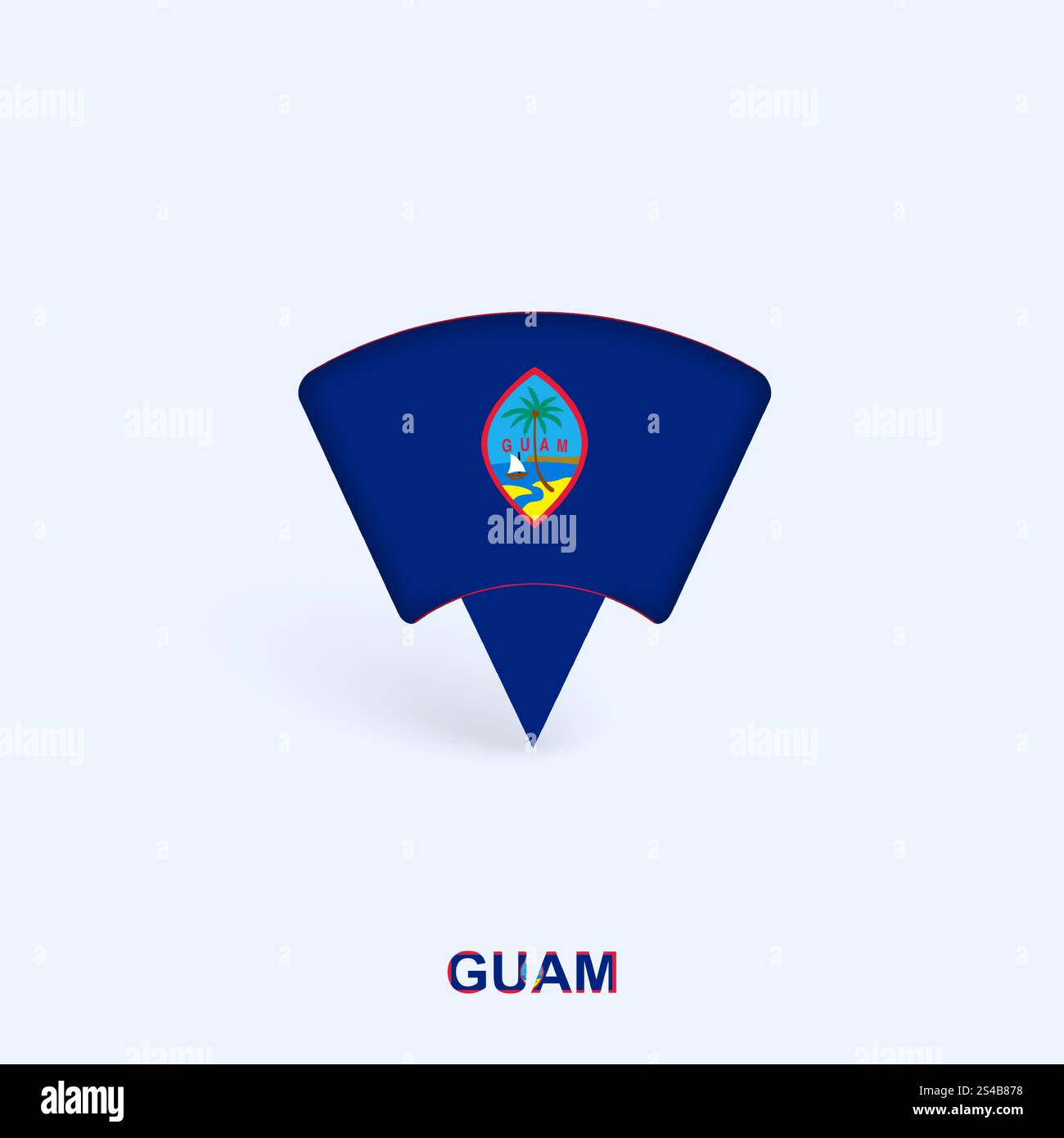 Guam Flag Map Pointer Design with Shadow. Vector illustrator Stock ...