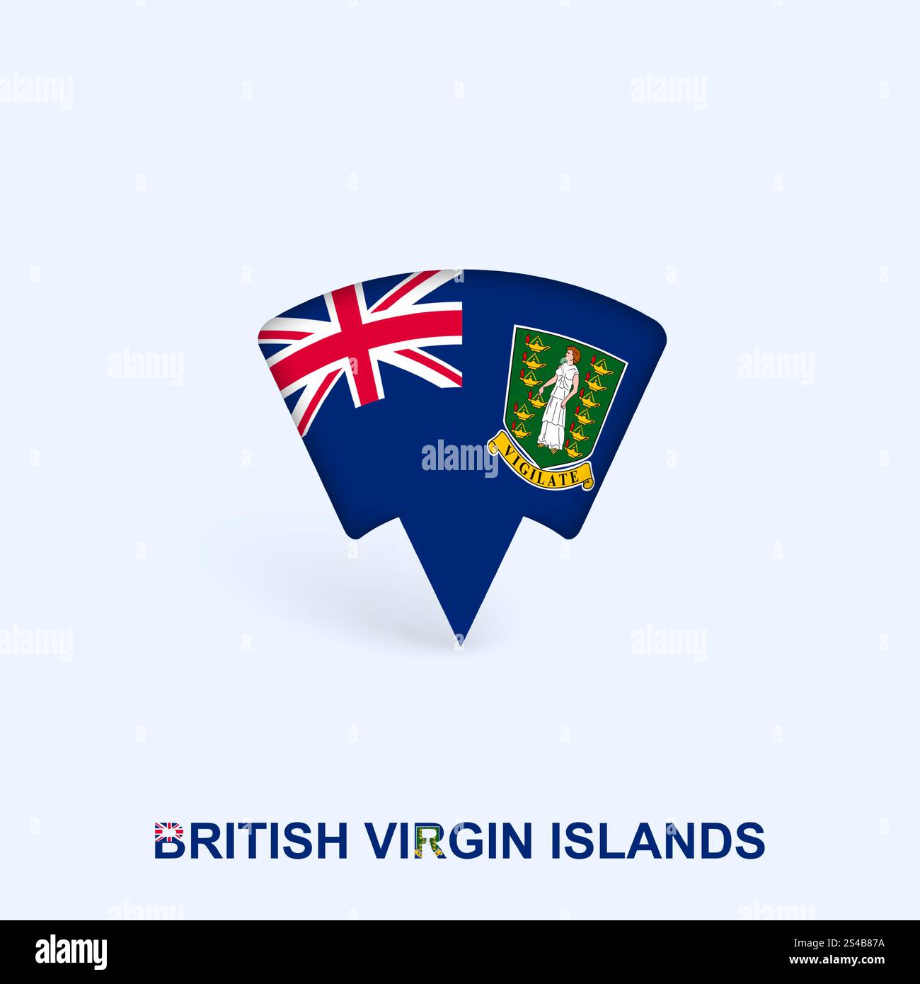 British Virgin Islands Flag Map Pointer Design with Shadow. Vector ...
