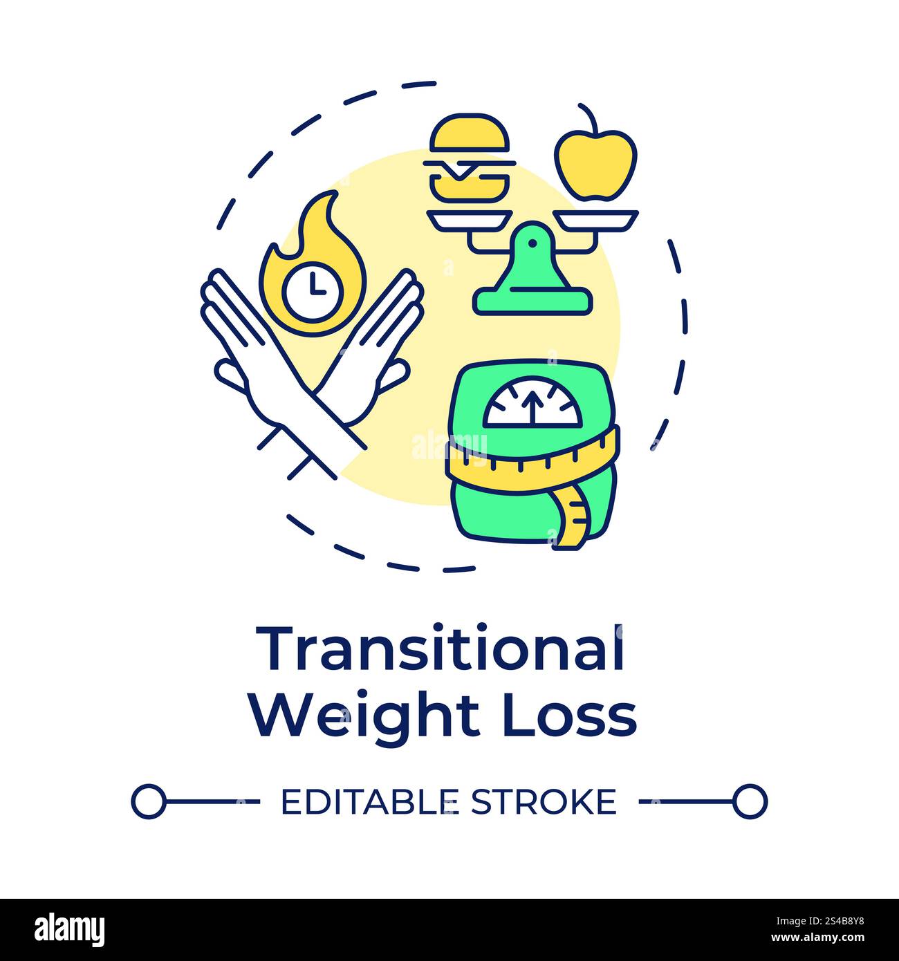Transitional weight loss multi color concept icon Stock Vector Image ...