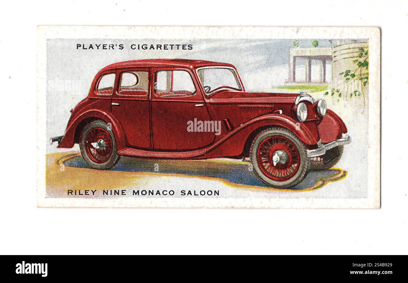 An antique Motor Car cigarette card illustrating a Riley Nine Monaco ...