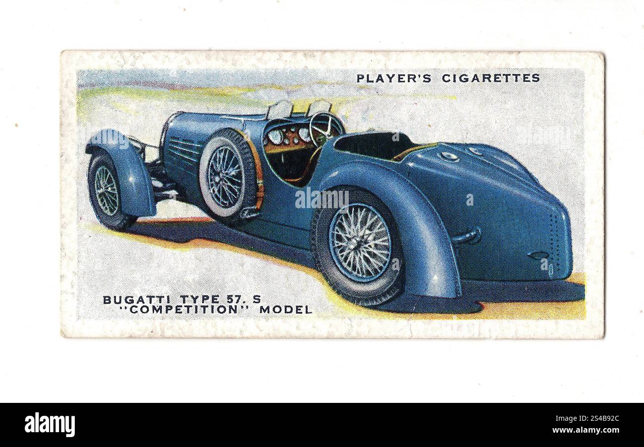 An antique Motor Car cigarette card illustrating a Bugatti Type 57. S ...