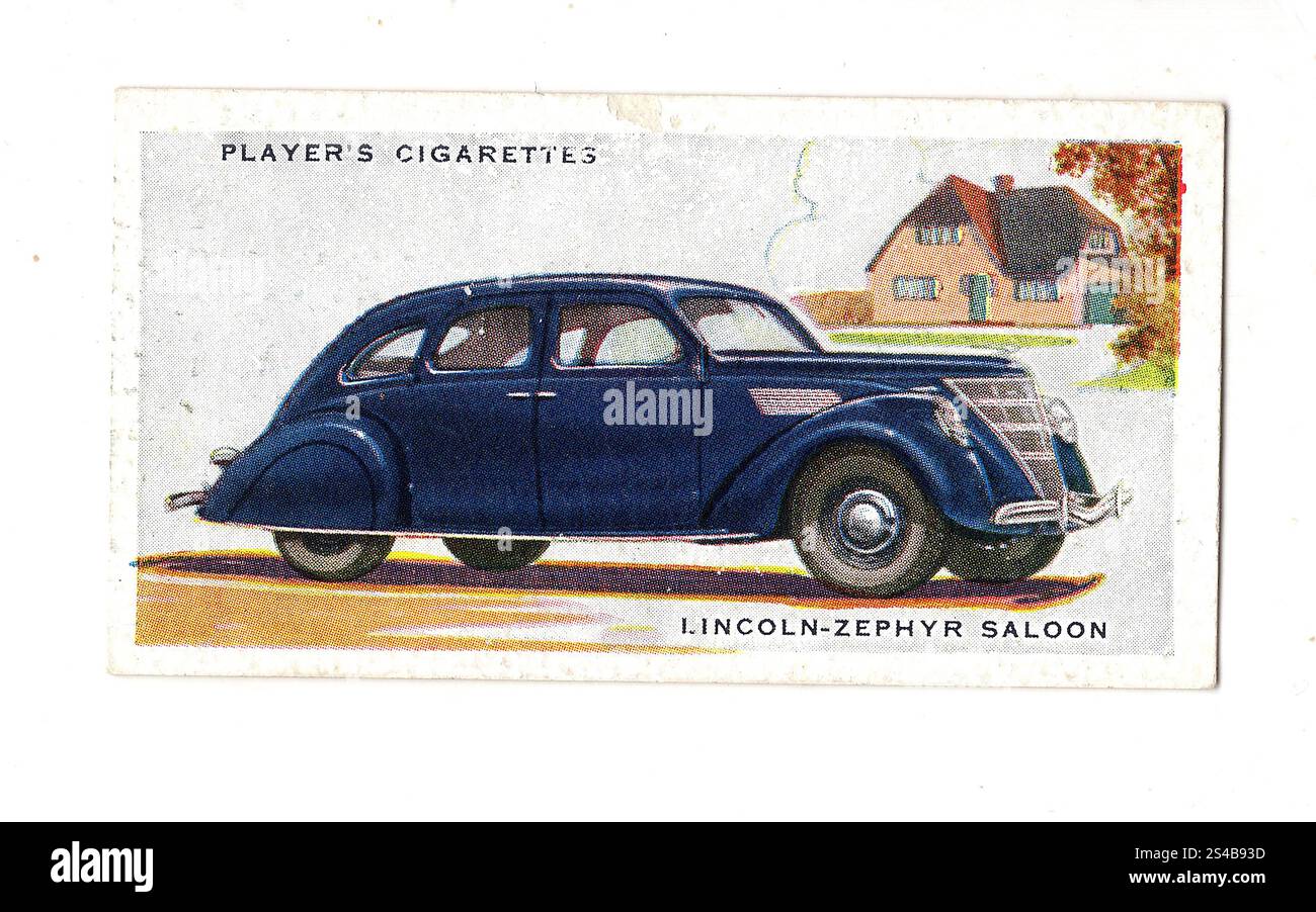 An antique Motor Car cigarette card illustrating a Lincoln Zephyr ...