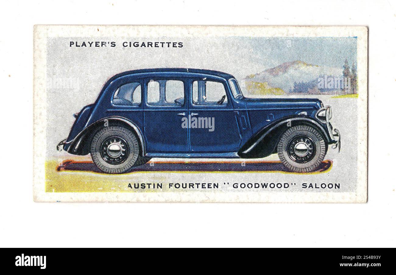 An antique Motor Car cigarette card illustrating an Austin Fourteen ...