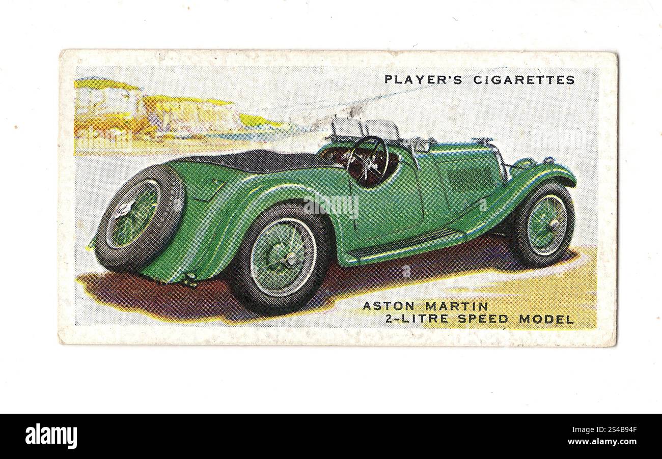 An antique Motor Car cigarette card illustrating an Aston Martin 2 ...