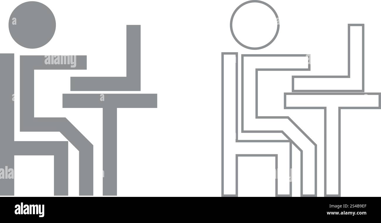 Human working at the laptop grey set icon Stock Vector Image & Art - Alamy