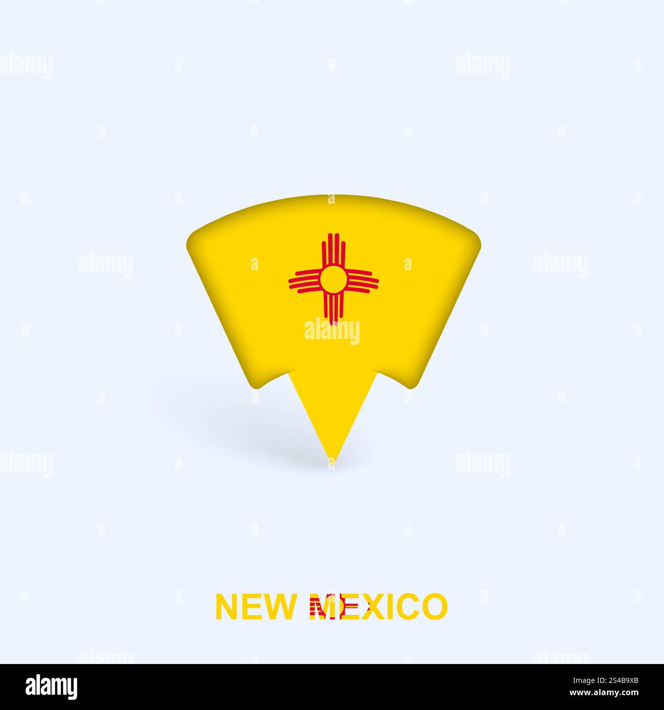 New Mexico Flag Map Pointer Design with Shadow. Vector illustrator ...