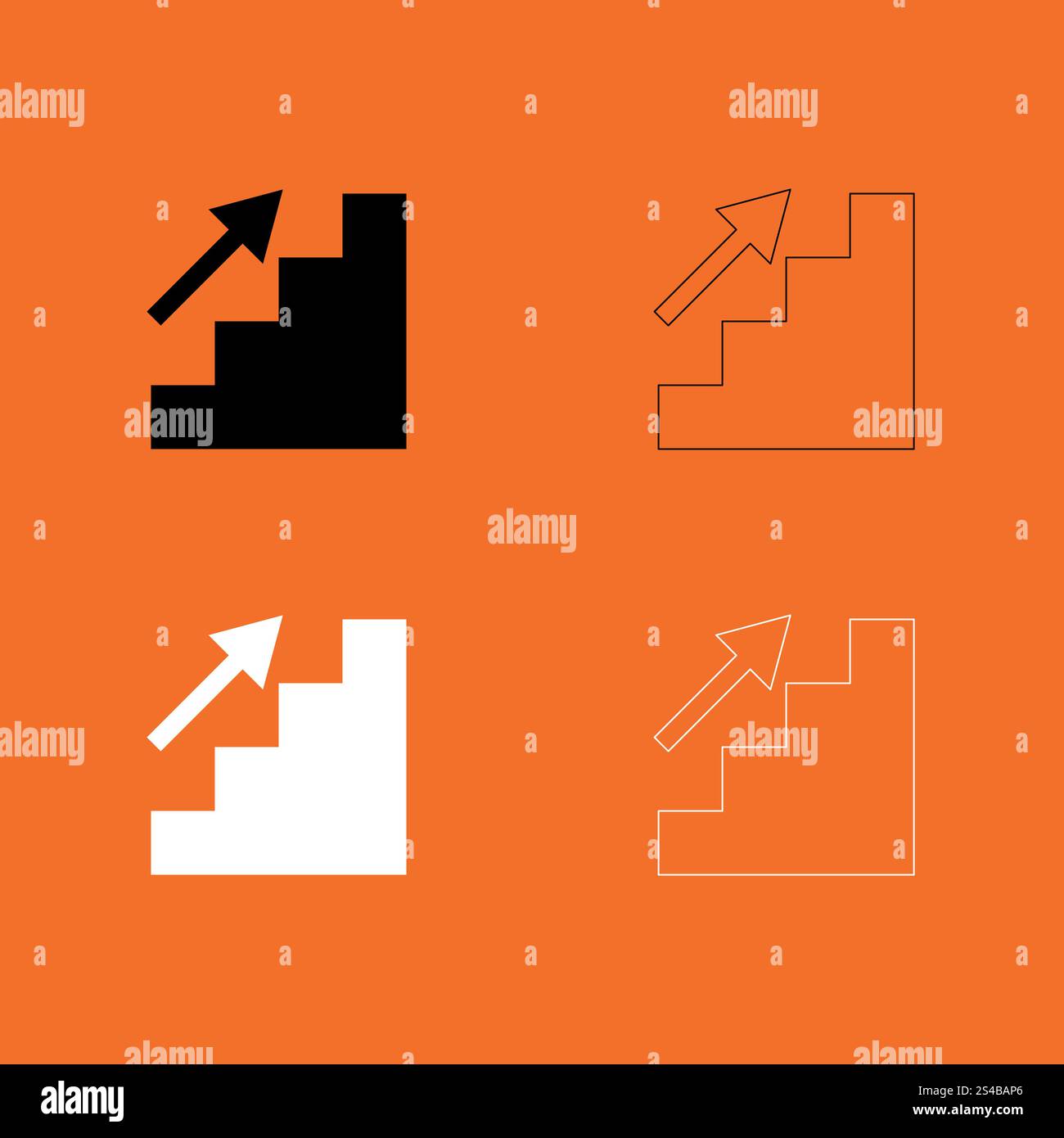 Stairs growth black and white set icon .. Stairs growth black and white ...