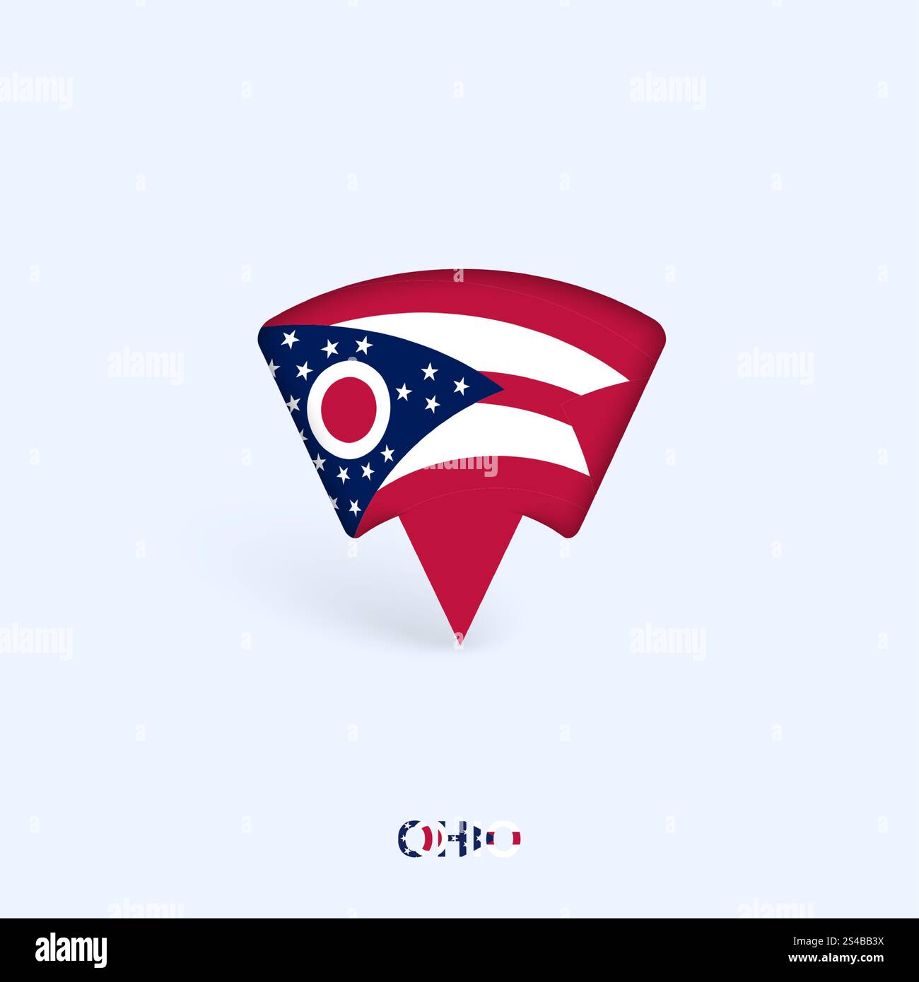 Ohio Flag Map Pointer Design with Shadow. Vector illustrator Stock ...