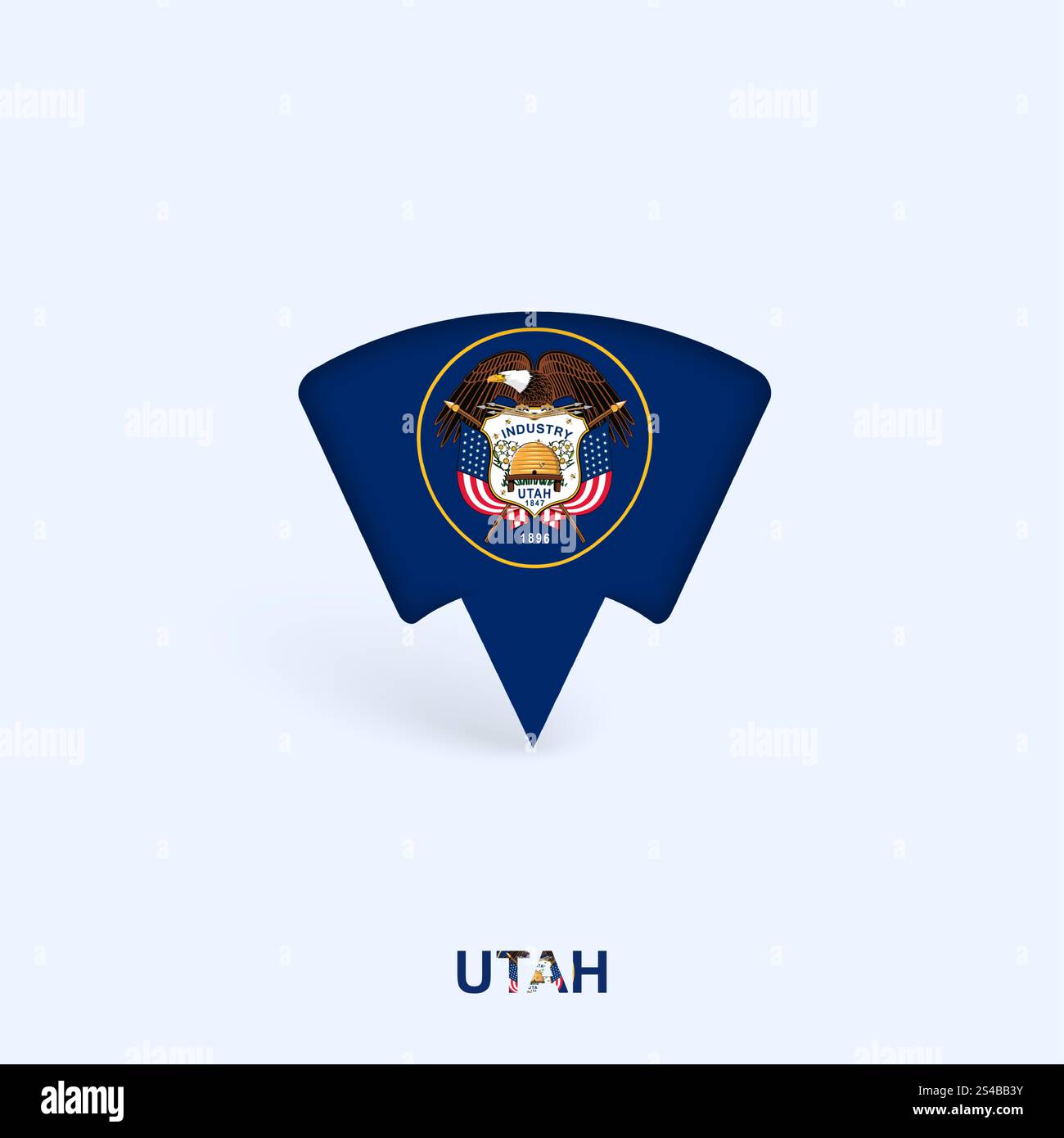 Utah Flag Map Pointer Design with Shadow. Vector illustrator Stock Vector Image & Art - Alamy
