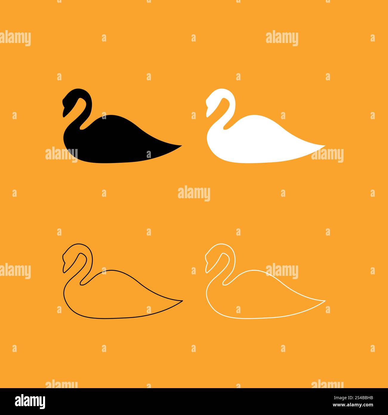 Swan set black and white icon Stock Vector Image & Art - Alamy