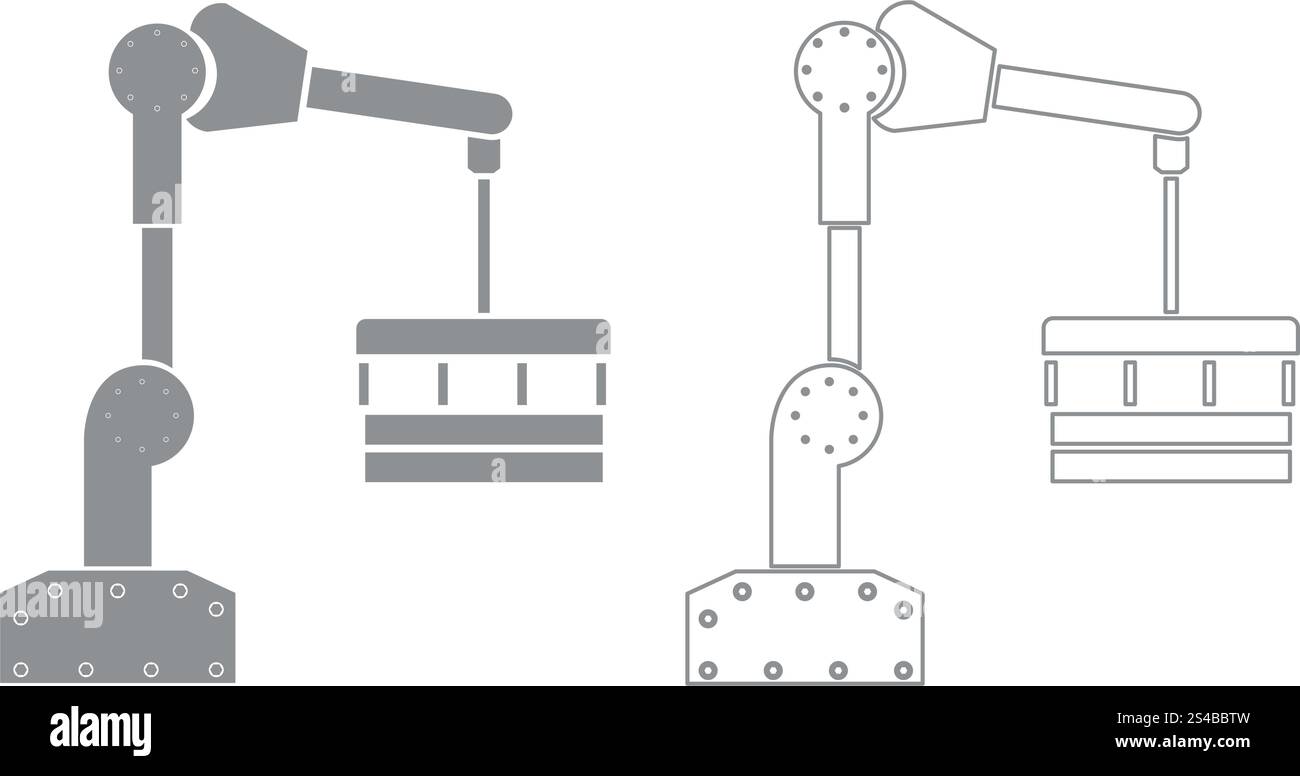 Robotic hand manipulator grey set icon Stock Vector Image & Art - Alamy