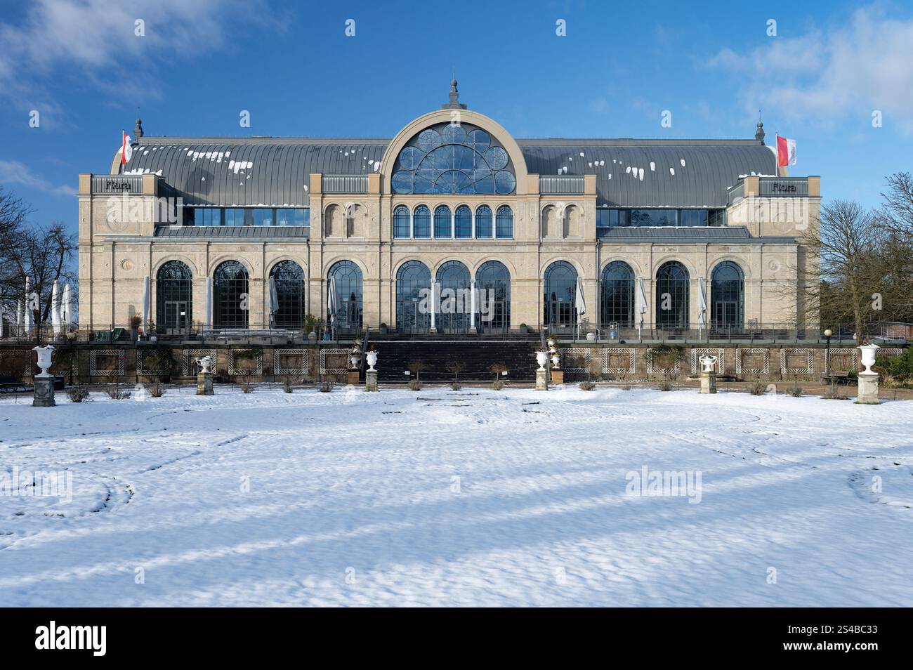 The historic Flora festival house in Cologne from 1864 after a winter ...