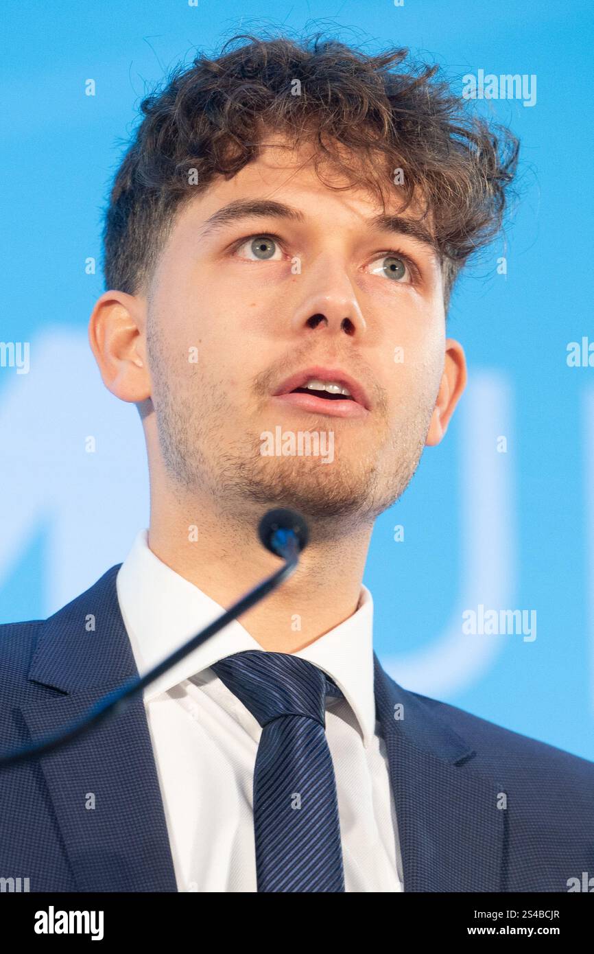 Esher, UK. 10 Jan 2025. Reform UK Councillor Harrison Allman-Varty ...