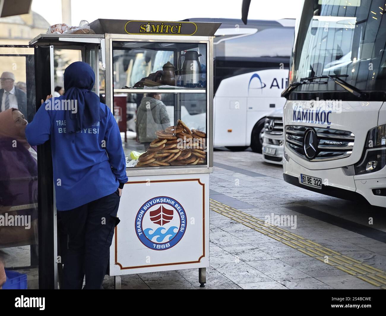 Istanbul, Turkiye - November 21, 2024: A vendor stand selling ...