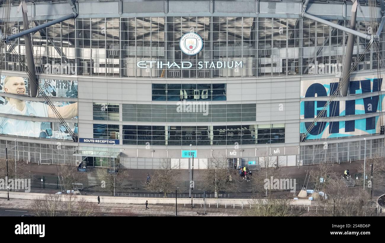 An aerial view of the Etihad Stadium during the Emirates FA Cup 3rd ...