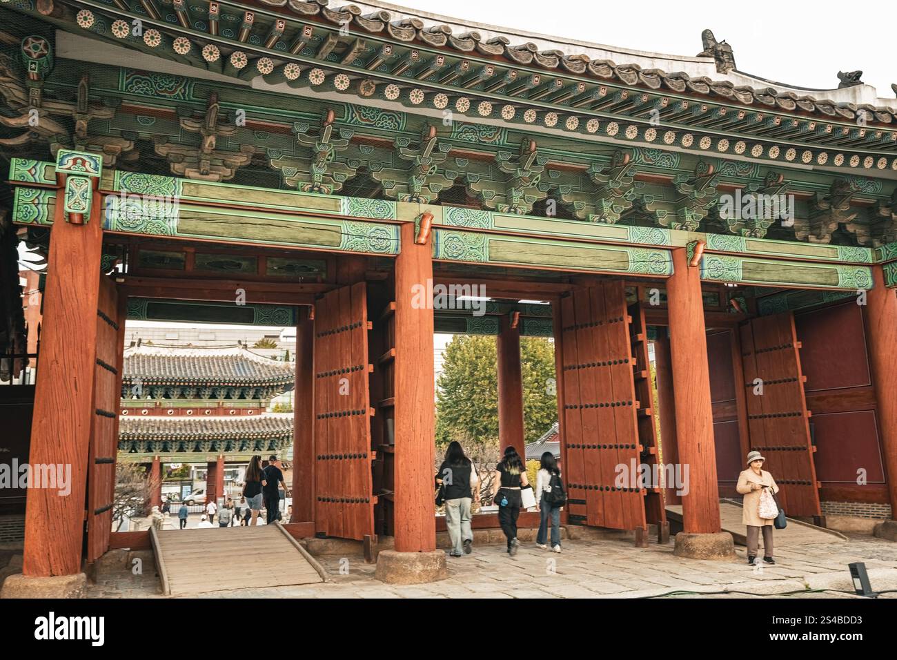 One of the traditional style gates at Deoksugung Palace, Seoul South ...