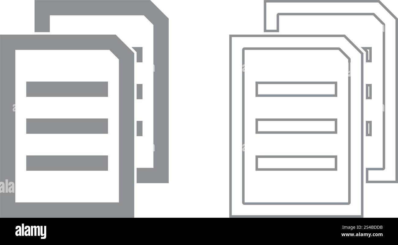 Two sheets of document grey set icon Stock Vector Image & Art - Alamy