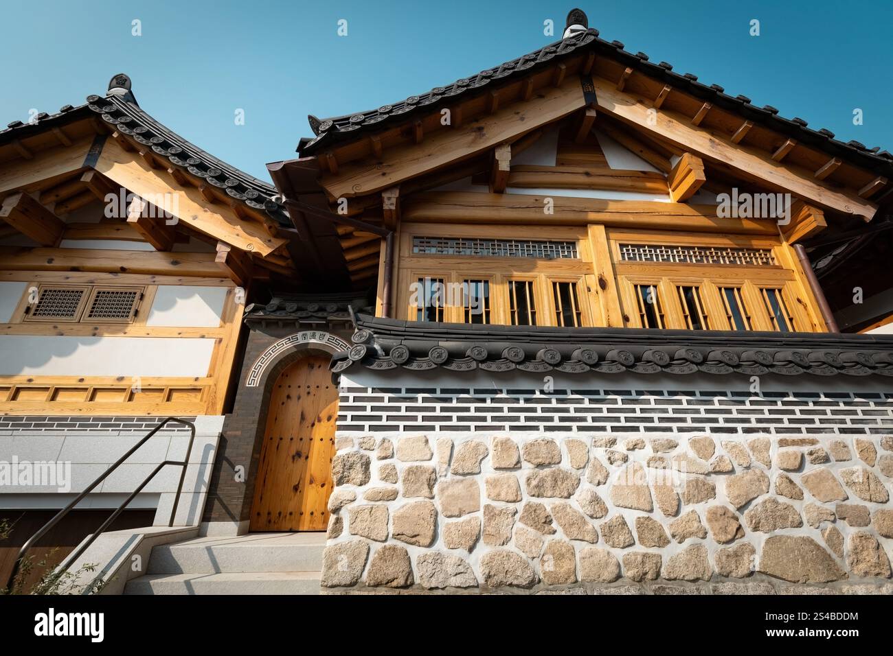 Traditional Korean architecture old houses and street view at Bukchon ...